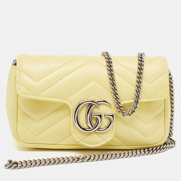 Gucci | Bags | Gucci Yellow Matelasseacute Leather Super Mini Gg ...